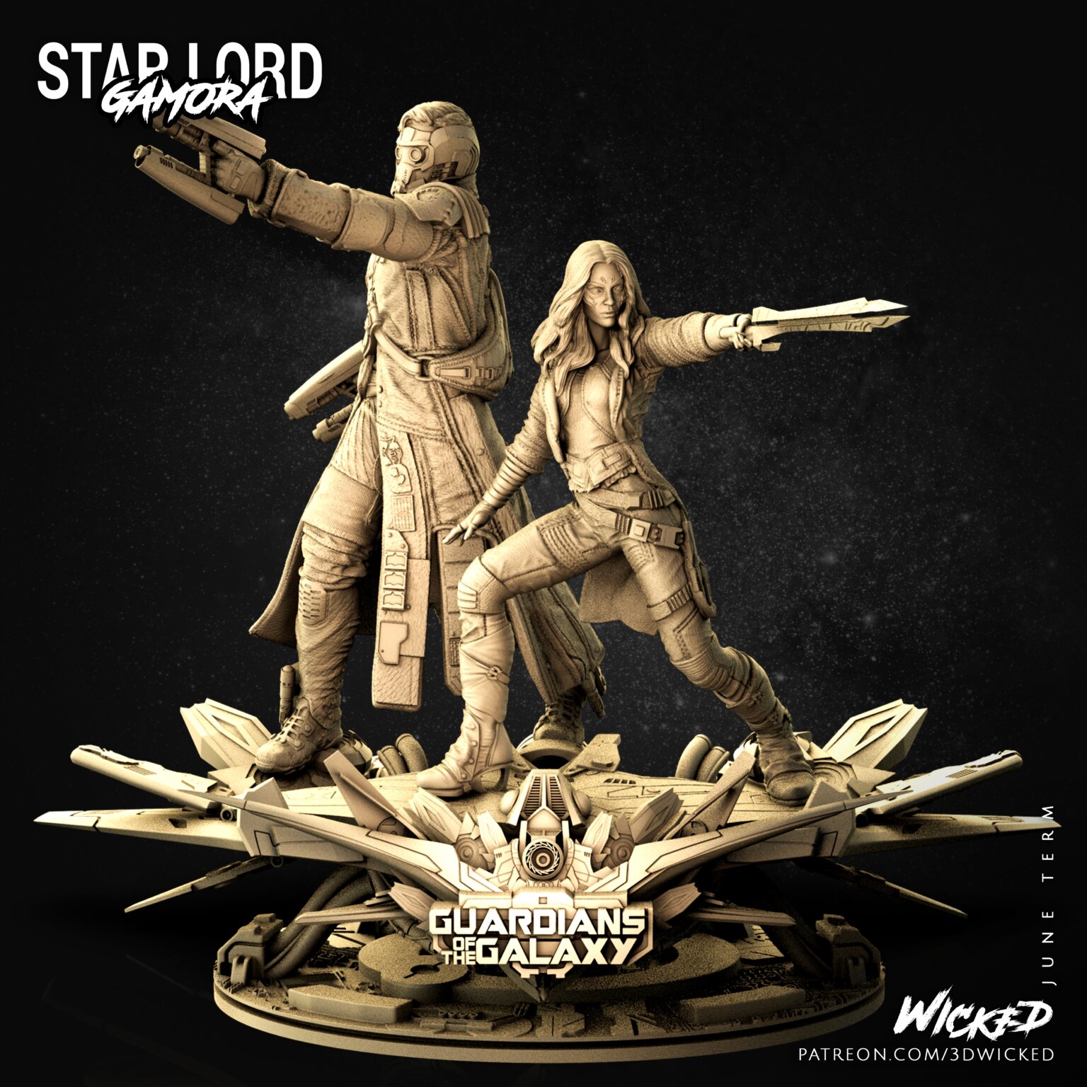 3DWicked - Starlord & Gamora - Diorama Base