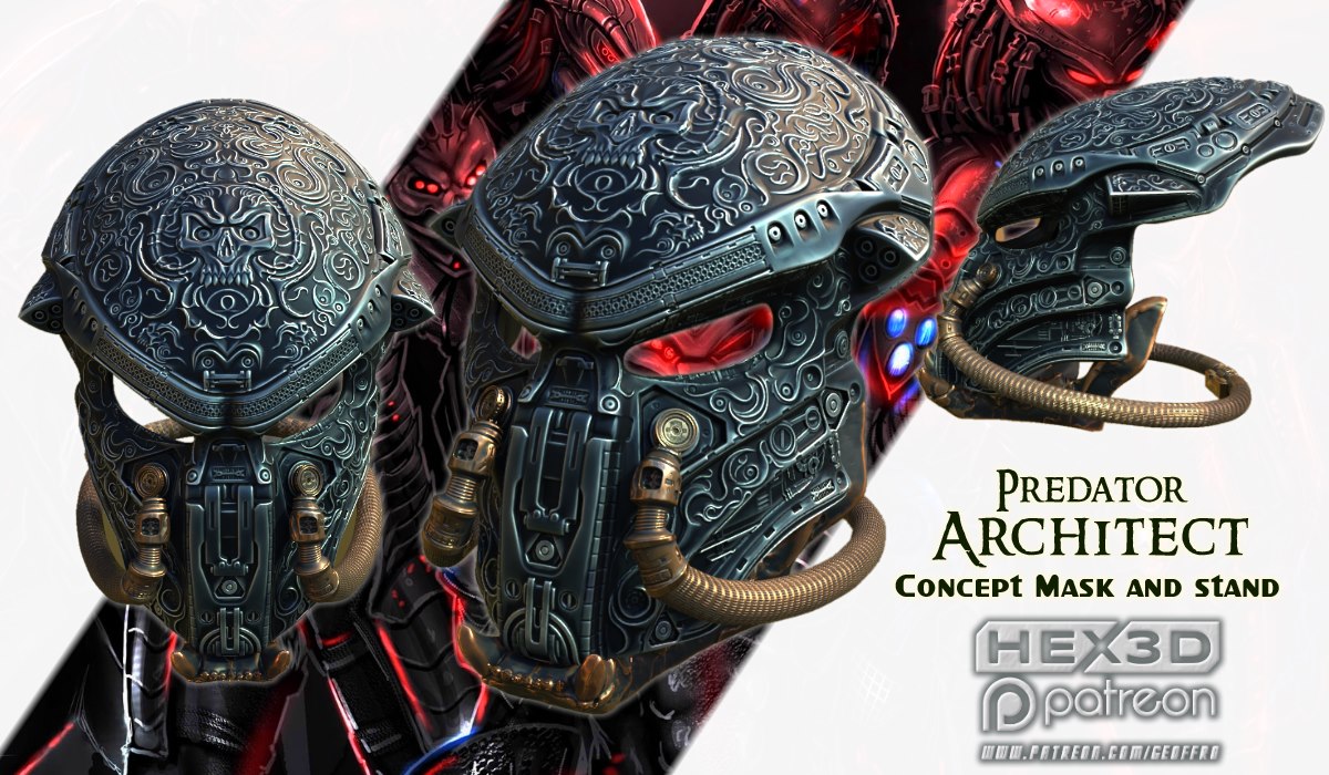 Hex3D - Predator Architect Concept Mask and Stand