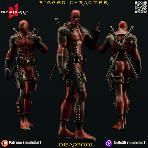 NuskulArt - Deadpool - Marvel - 3D Rigged Chractrer