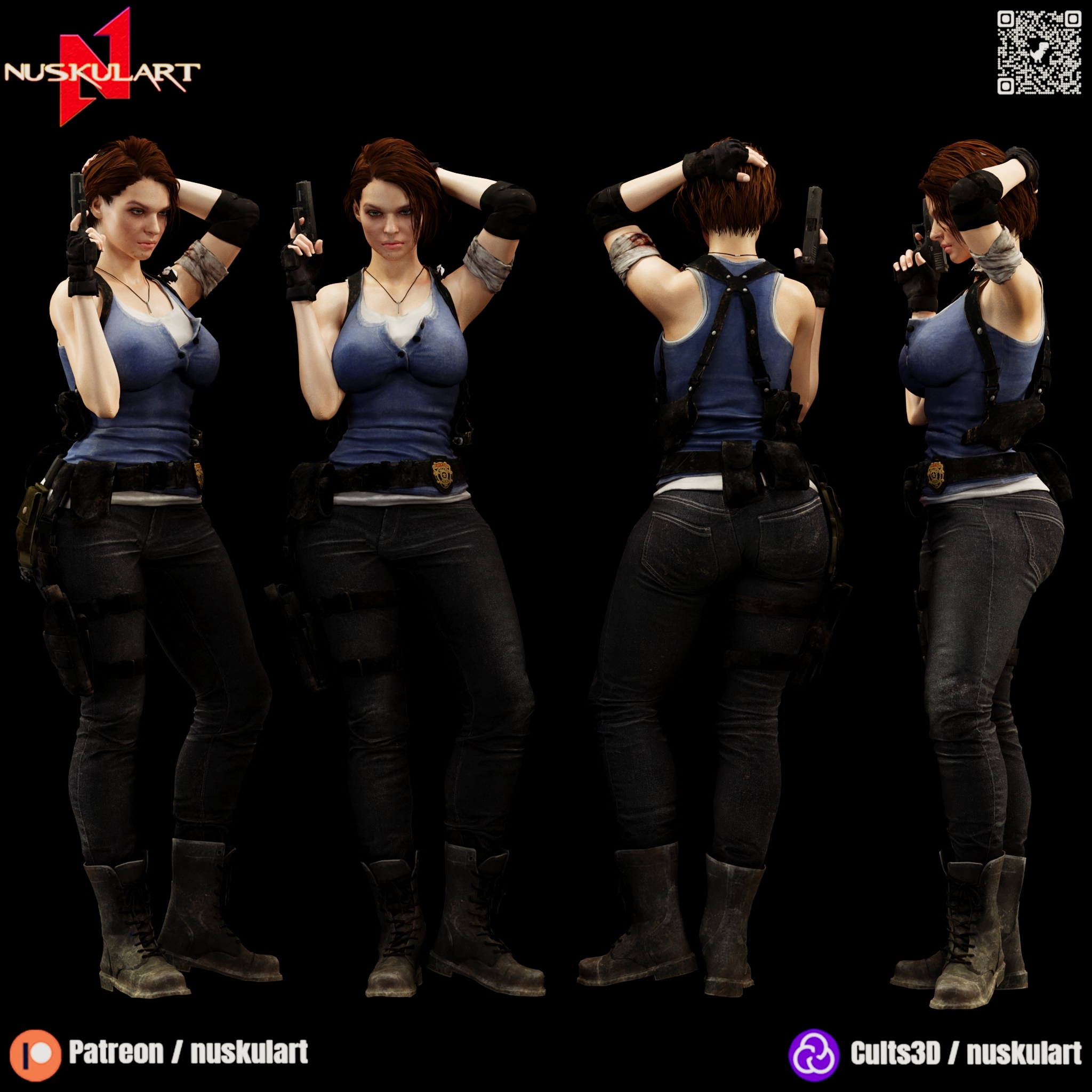 NuskulArt - Jill Valentine - Resident Evil - Rigged Chracter
