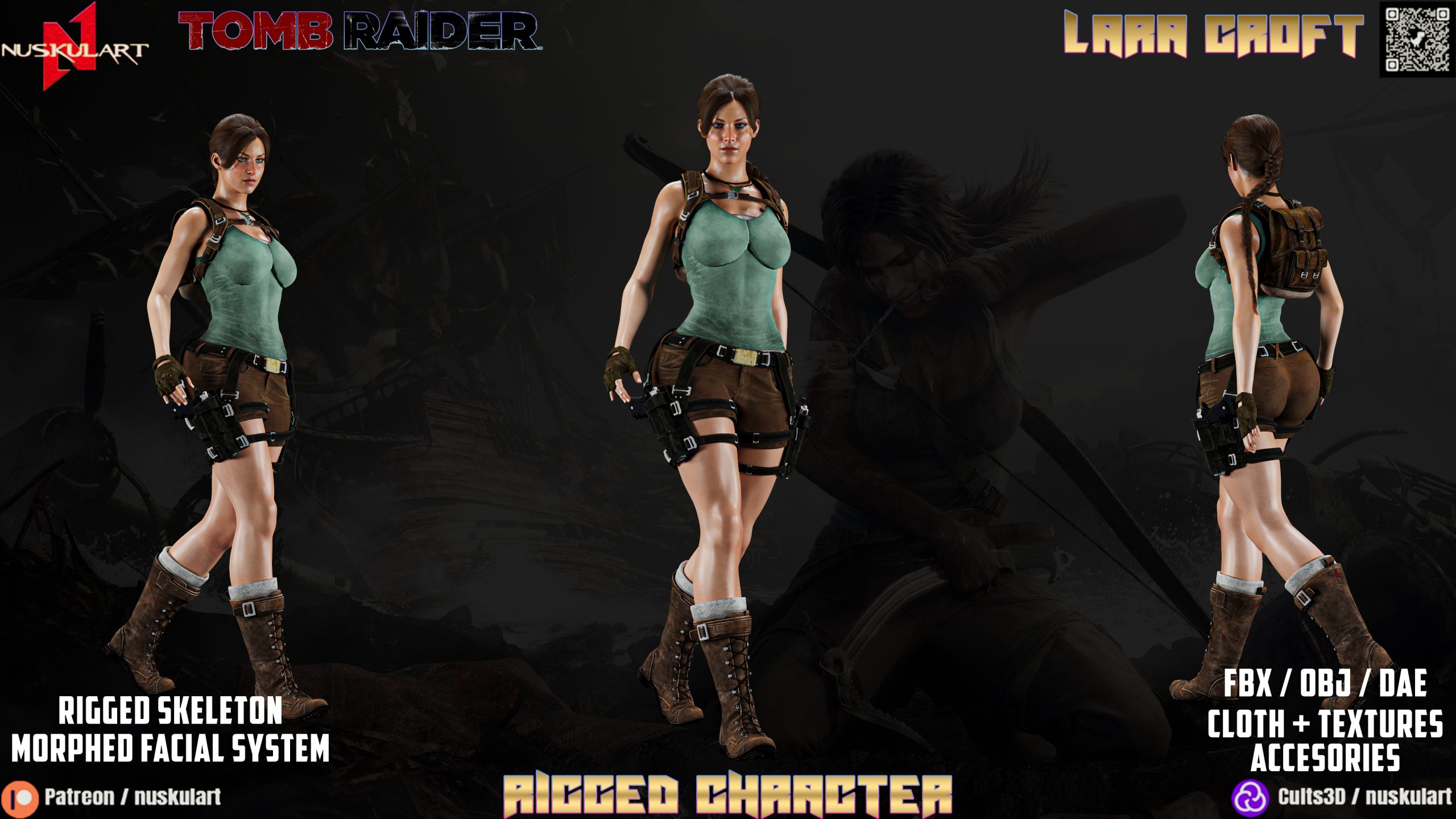 NuskulArt - Lara Croft - Tomb Raider - Rigged Chracter